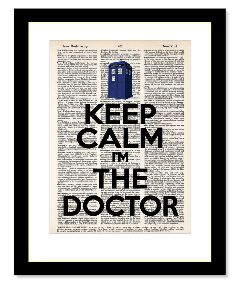 Doctor Who Keep Calm I'M the Doctor Tardis Art Print Dictionary Page ...