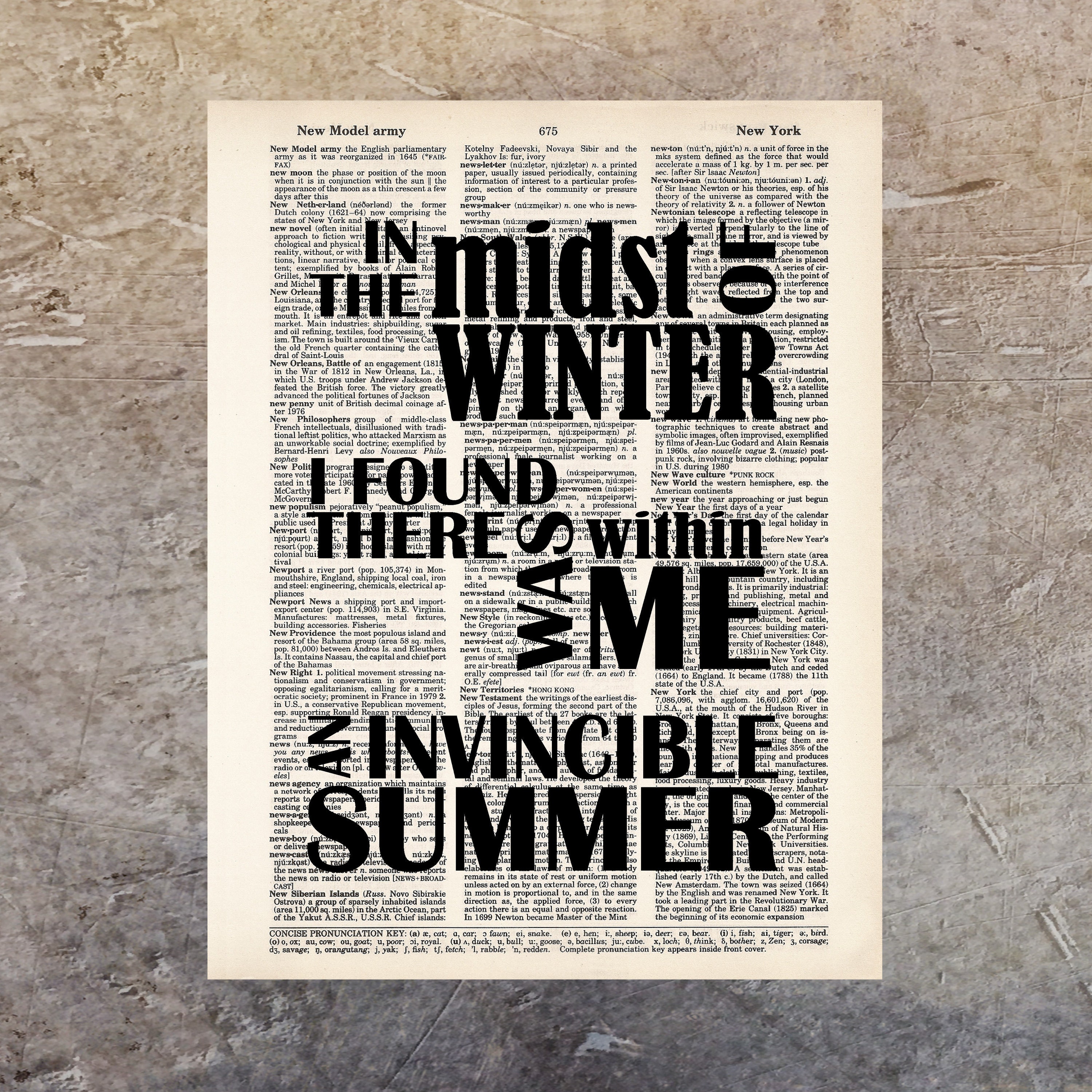 In the Midst of Winter I Found There Was Within Me an Invincible Summer ...