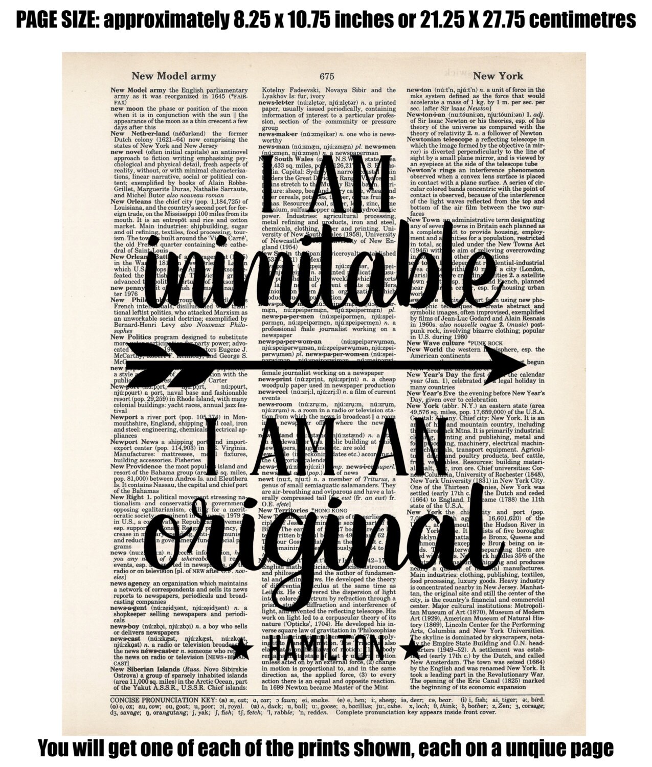 I Am Inimitable I Am an Original - Hamilton Quote - Broadway Musical ...