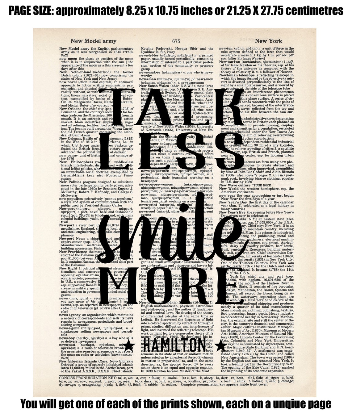Talk Less Smile More - Hamilton Quote - Broadway Musical Gift ...