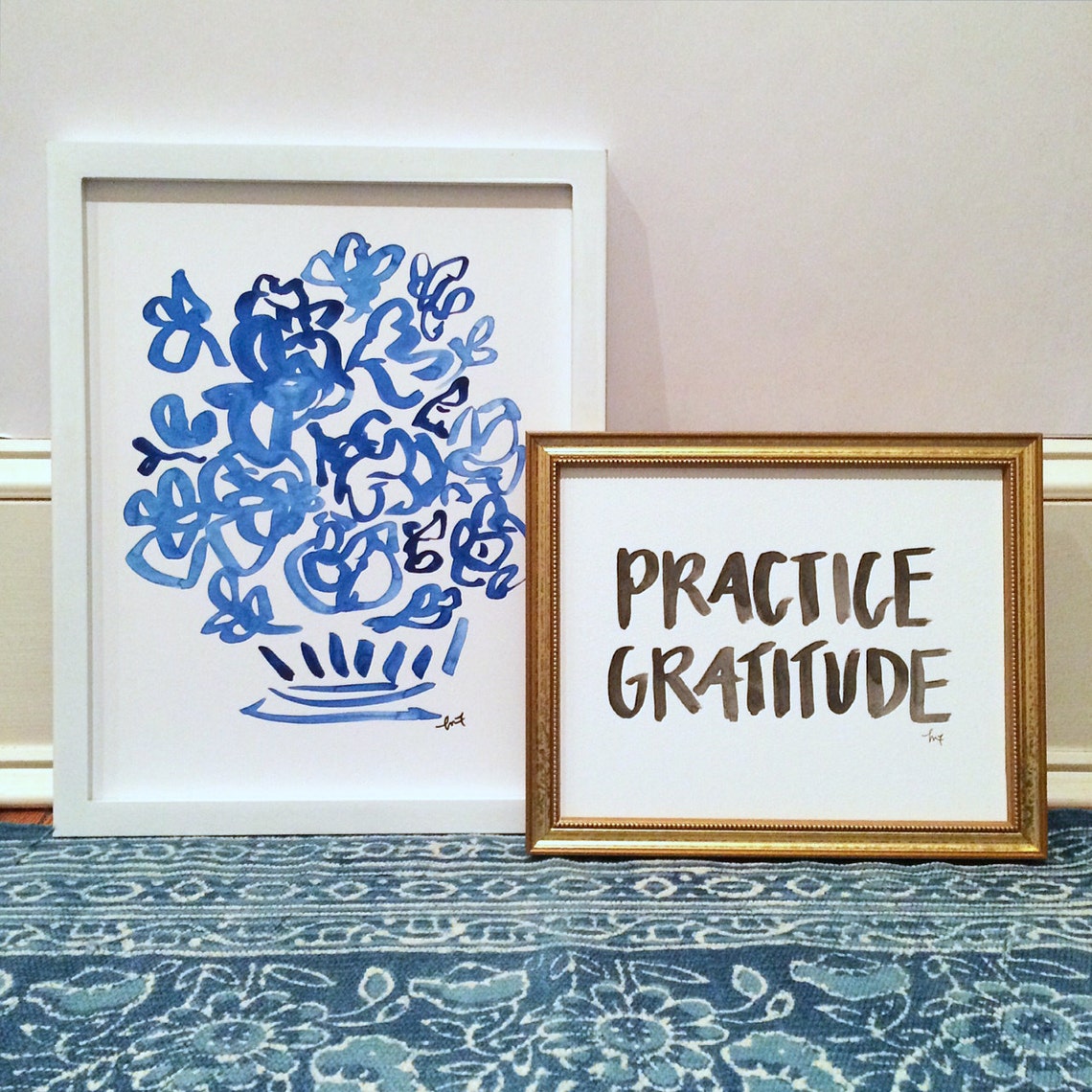 Cerulean Blue Flowers Watercolor - Archival Print - Etsy