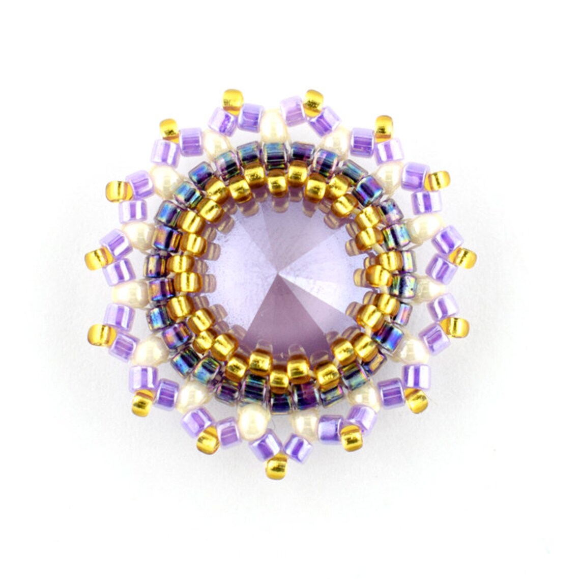 Netted and Beaded Rivoli Bezel Tutorial and Pattern - Etsy