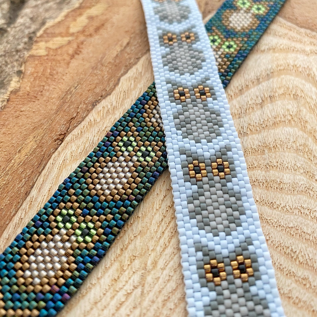 DIY Peyote Stitch Owl Bracelet Kit: Miyuki Delica Beading Pattern - Etsy