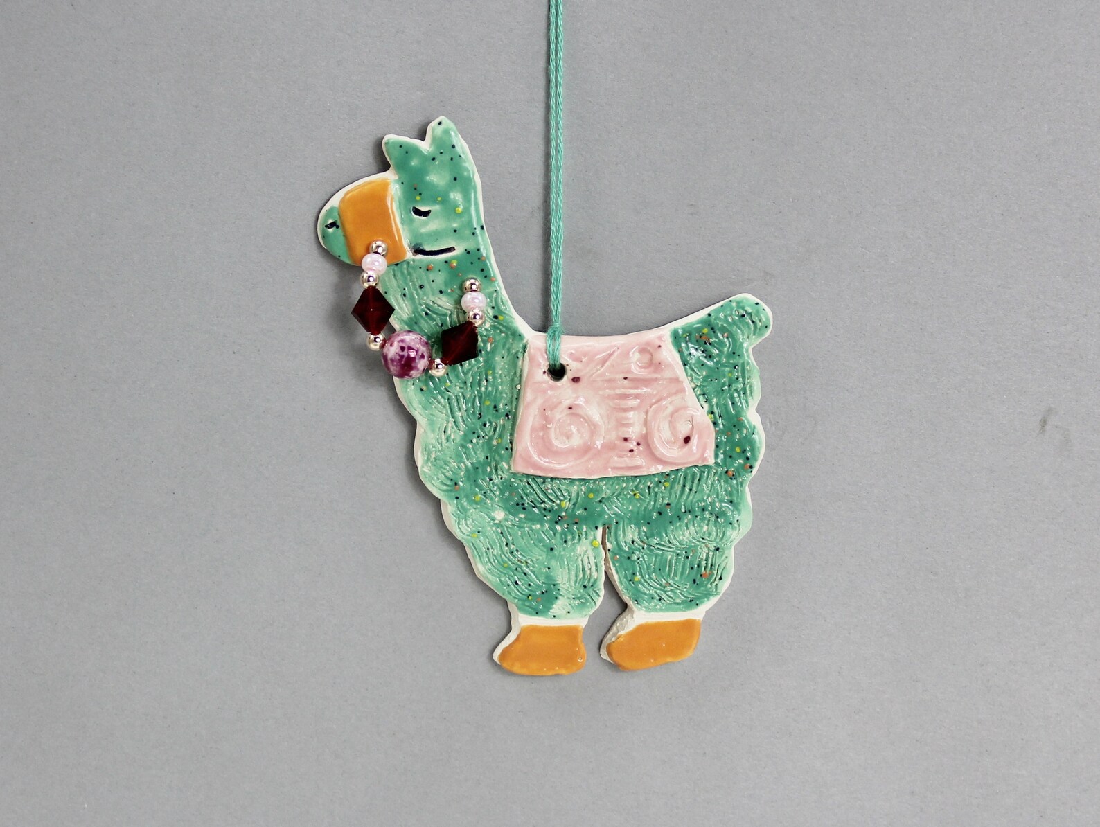 Llama Handmade Clay Ornament Beaded Ceramic Christmas | Etsy