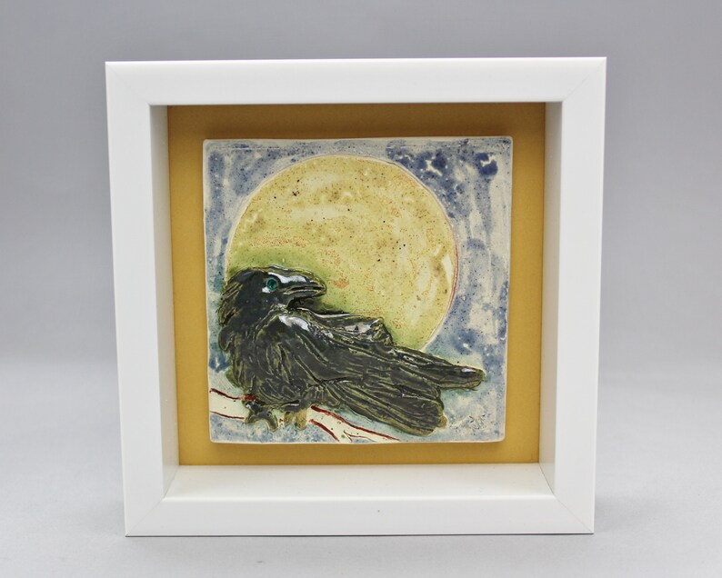 Framed Raven Ceramic Tiles Crow or Blackbird Art Handmade by | Etsy