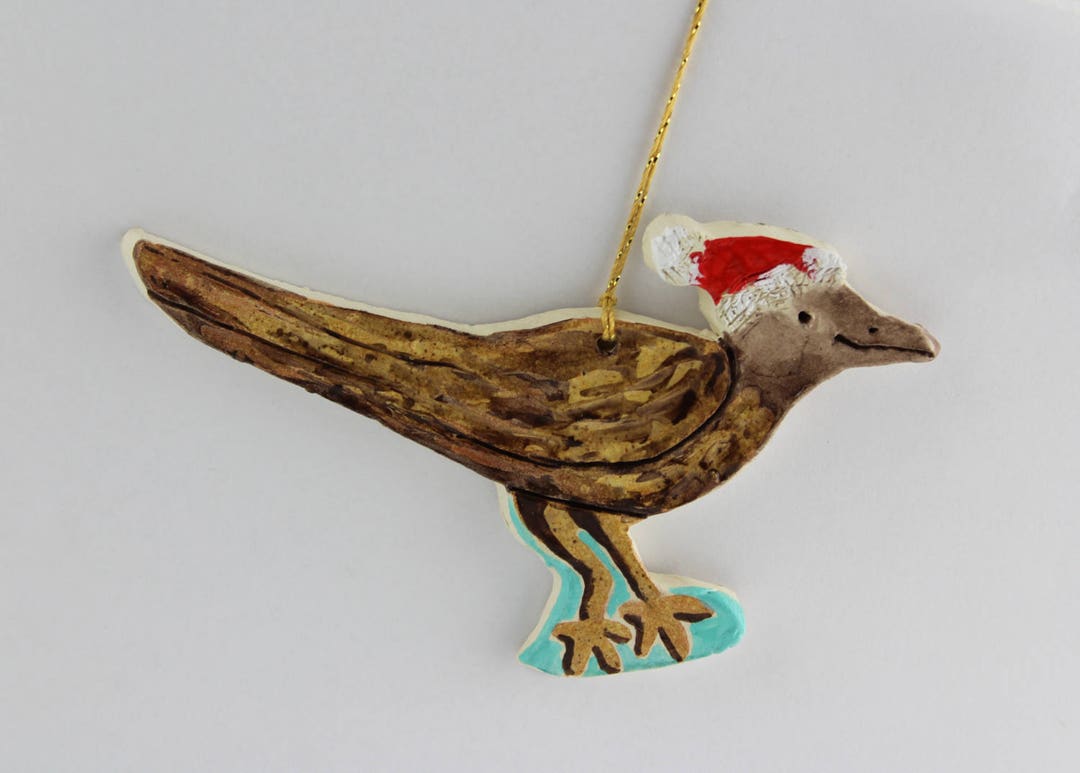 Roadrunner Christmas Ornament in Santa Hat, Southwest Ceramic Ornament ...