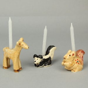 Woodland Animals Birthday Candle Holders, Unicorn, Squirrel, Skunk ...
