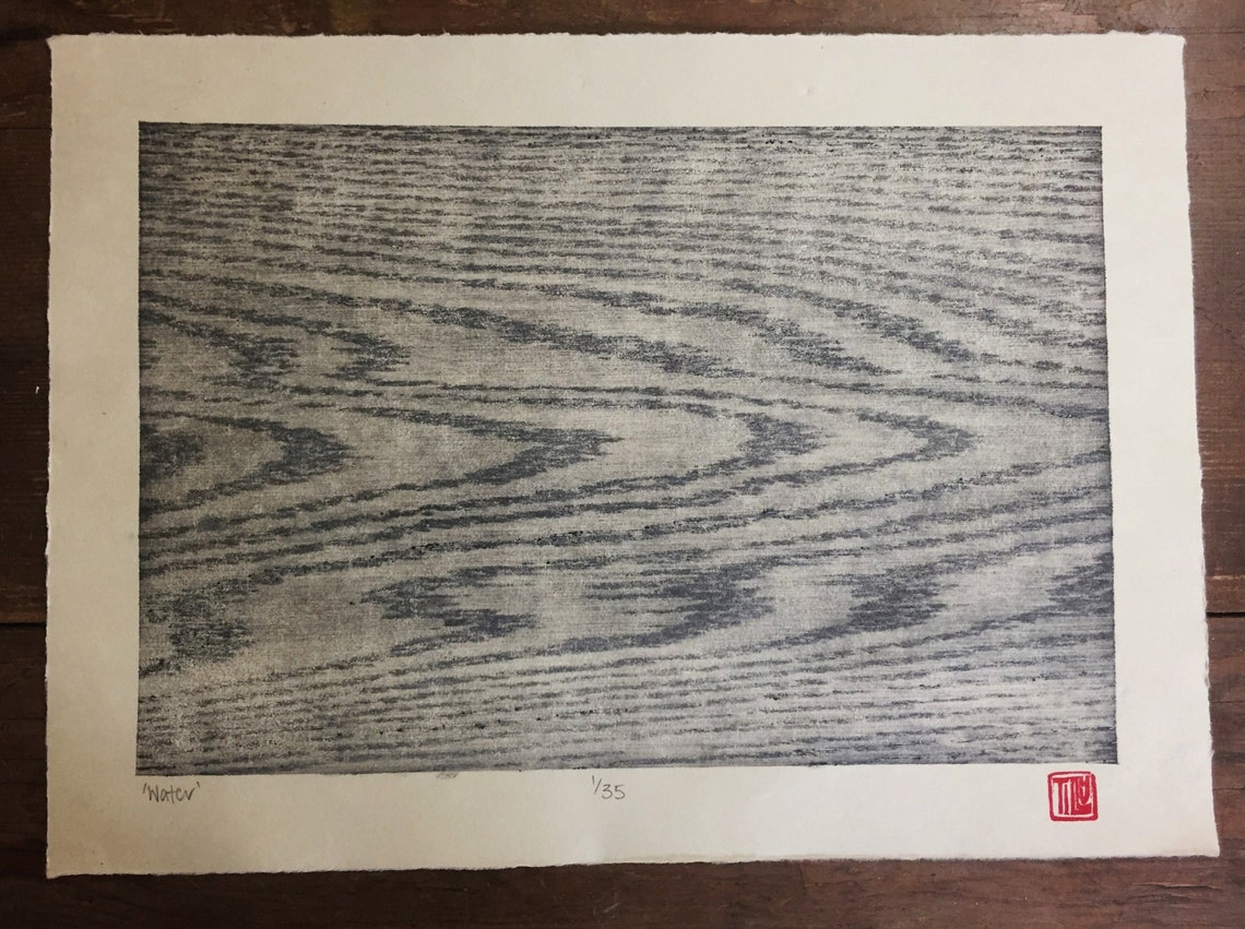 Water Japanese Woodblock Print Wood Grain Printmaking - Etsy
