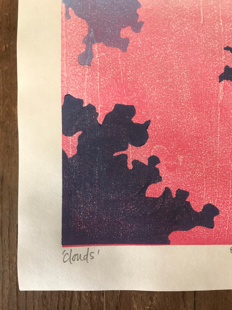 Clouds Japanese Woodblock Print Printmaking Woodcut Sky - Etsy Denmark