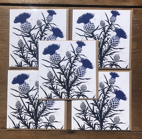 Pack of 5 Thistle Cards Lino Print Linocut Printmaking - Etsy Canada