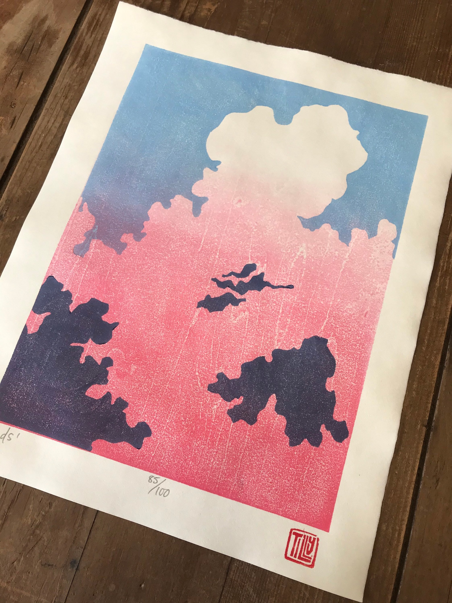 Clouds Japanese Woodblock Print Printmaking Woodcut Sky - Etsy Denmark