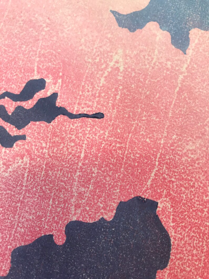 Clouds Japanese Woodblock Print Printmaking Woodcut Sky - Etsy