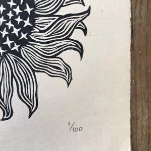 Sunflower Woodcut, Woodblock Print, Original Art Print, Wall Art ...
