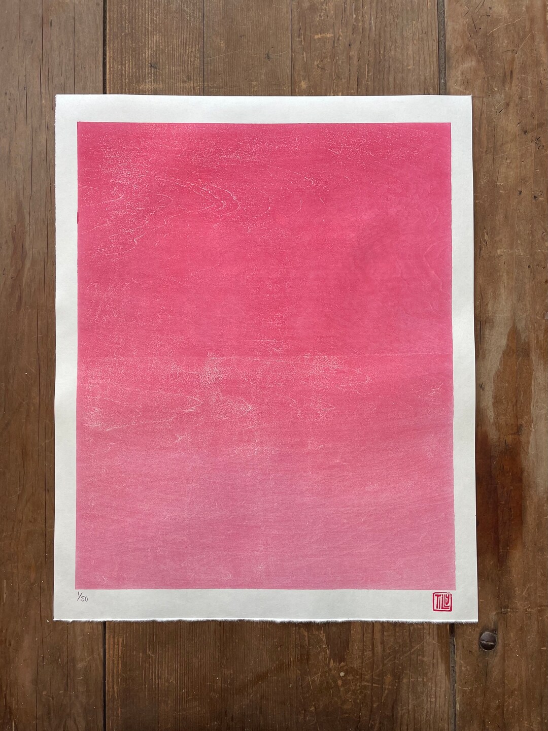 Pink Woodblock Print, Gradient, Japanese Woodblock Print, Original ...