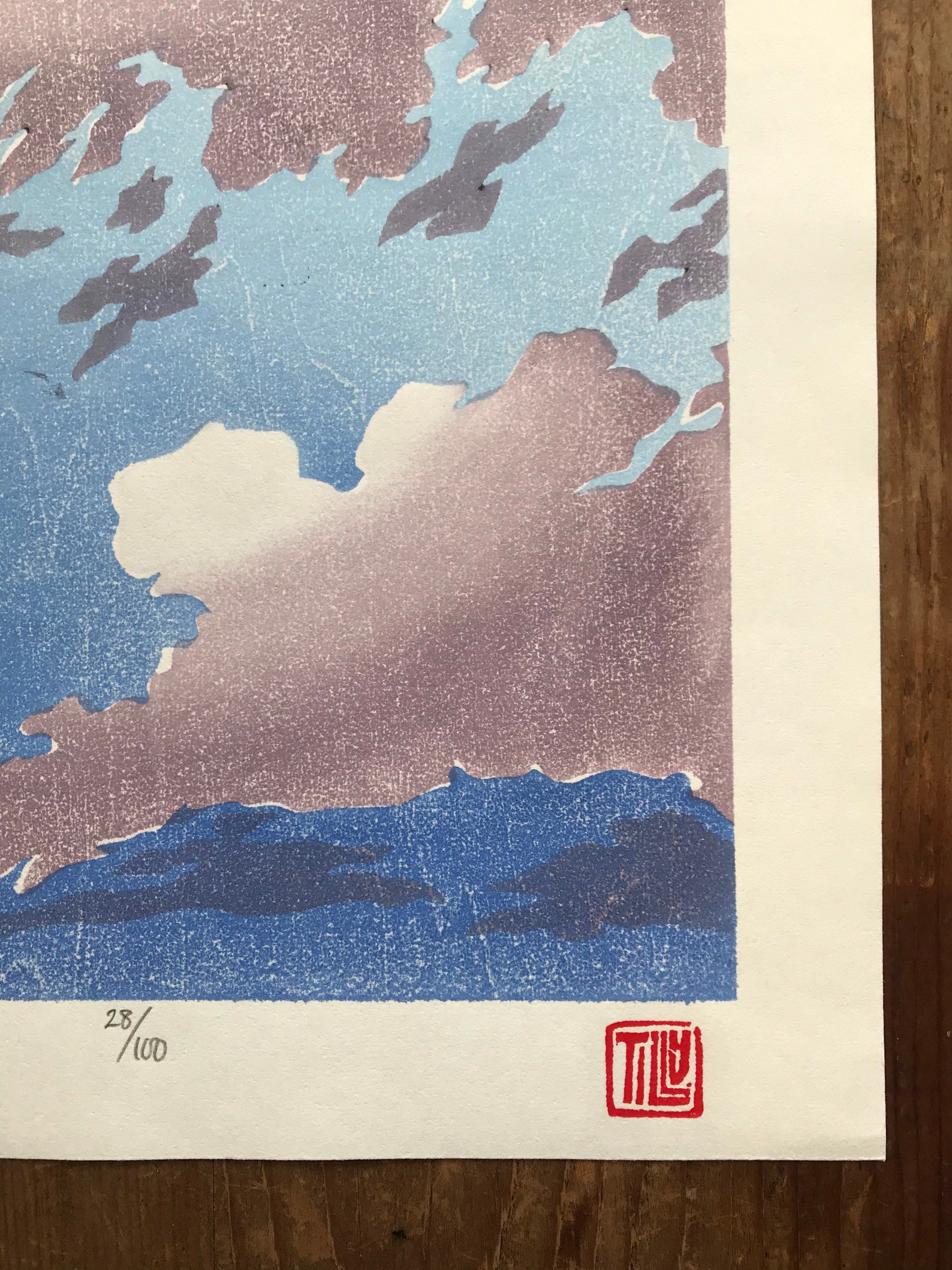 Clouds Japanese Woodblock Print Printmaking Woodcut Sky - Etsy