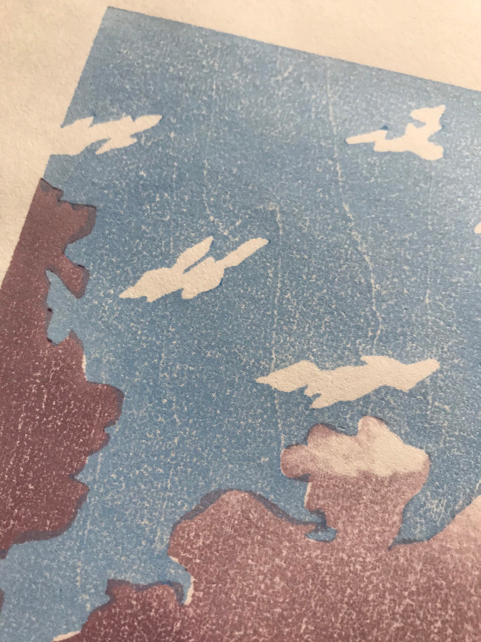 Clouds Japanese Woodblock Print Printmaking Woodcut Sky - Etsy