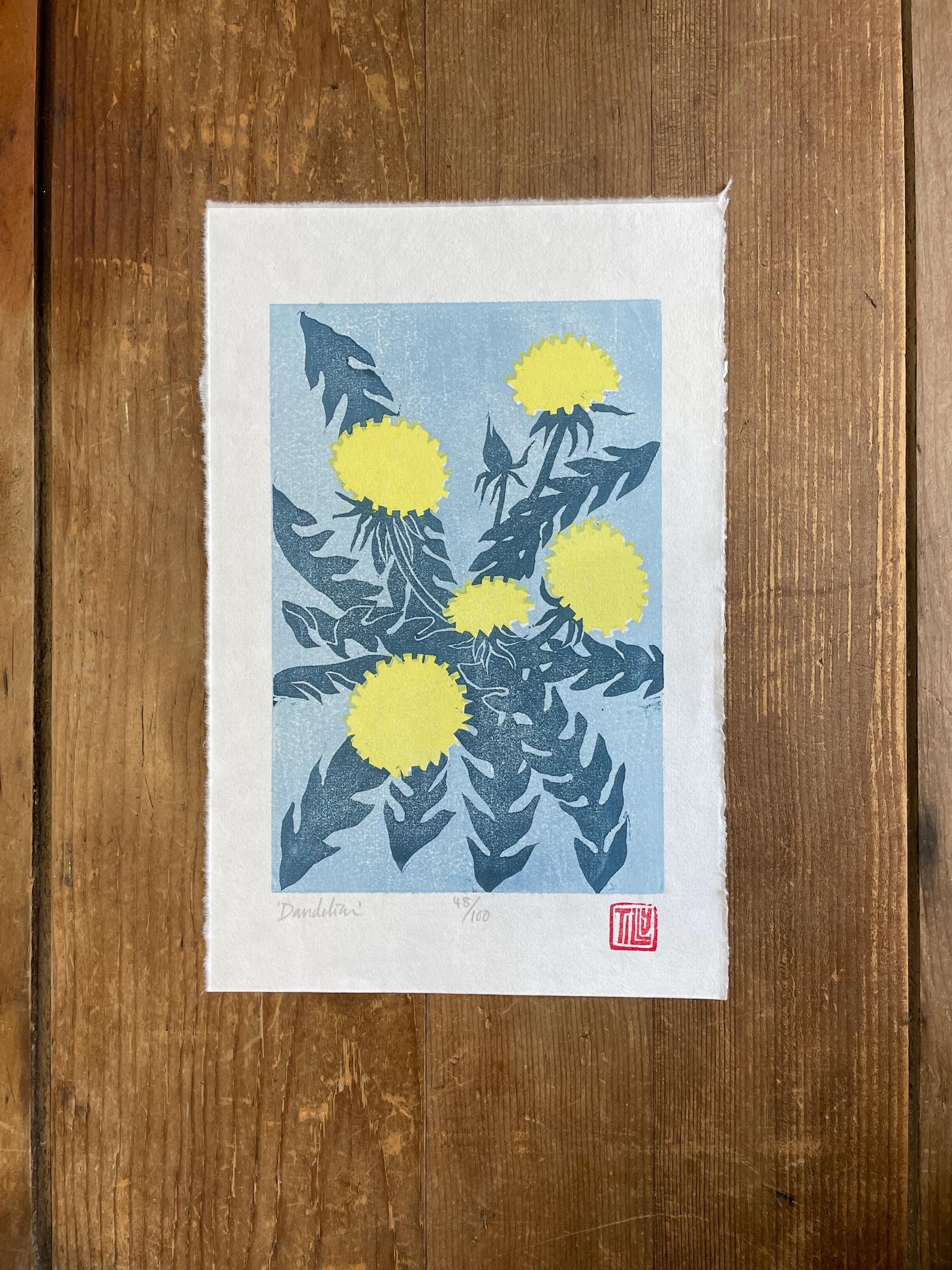 Dandelion Woodblock Print, Japanese Moku Hanga, Botanical Wall Art - Etsy