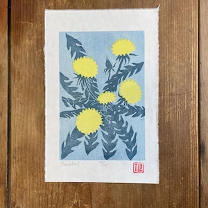 Dandelion Woodblock Print, Japanese Moku Hanga, Botanical Wall Art - Etsy