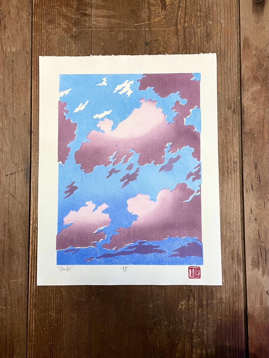 Clouds Japanese Woodblock Print Slight Second, Printmaking, Woodcut ...