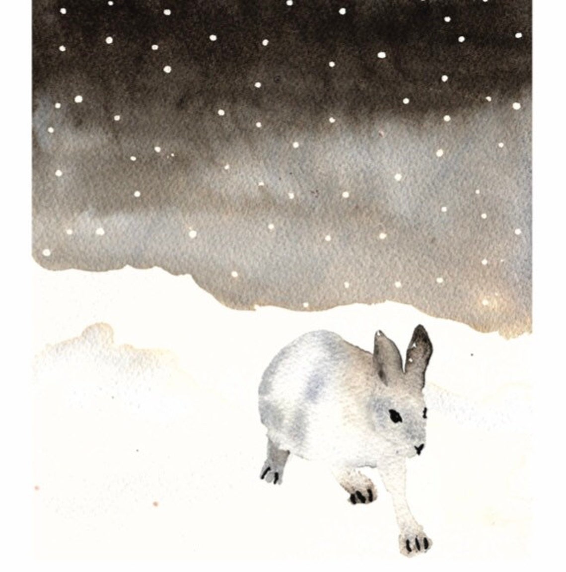Set of Christmas Cards, Snow Hare, Watercolour Christmas Cards, Winter ...
