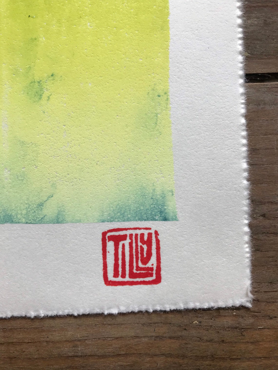 Mono Print Original Print Abstract Art Gradient Green to - Etsy