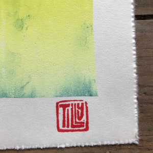 Mono Print Original Print Abstract Art Gradient Green to - Etsy