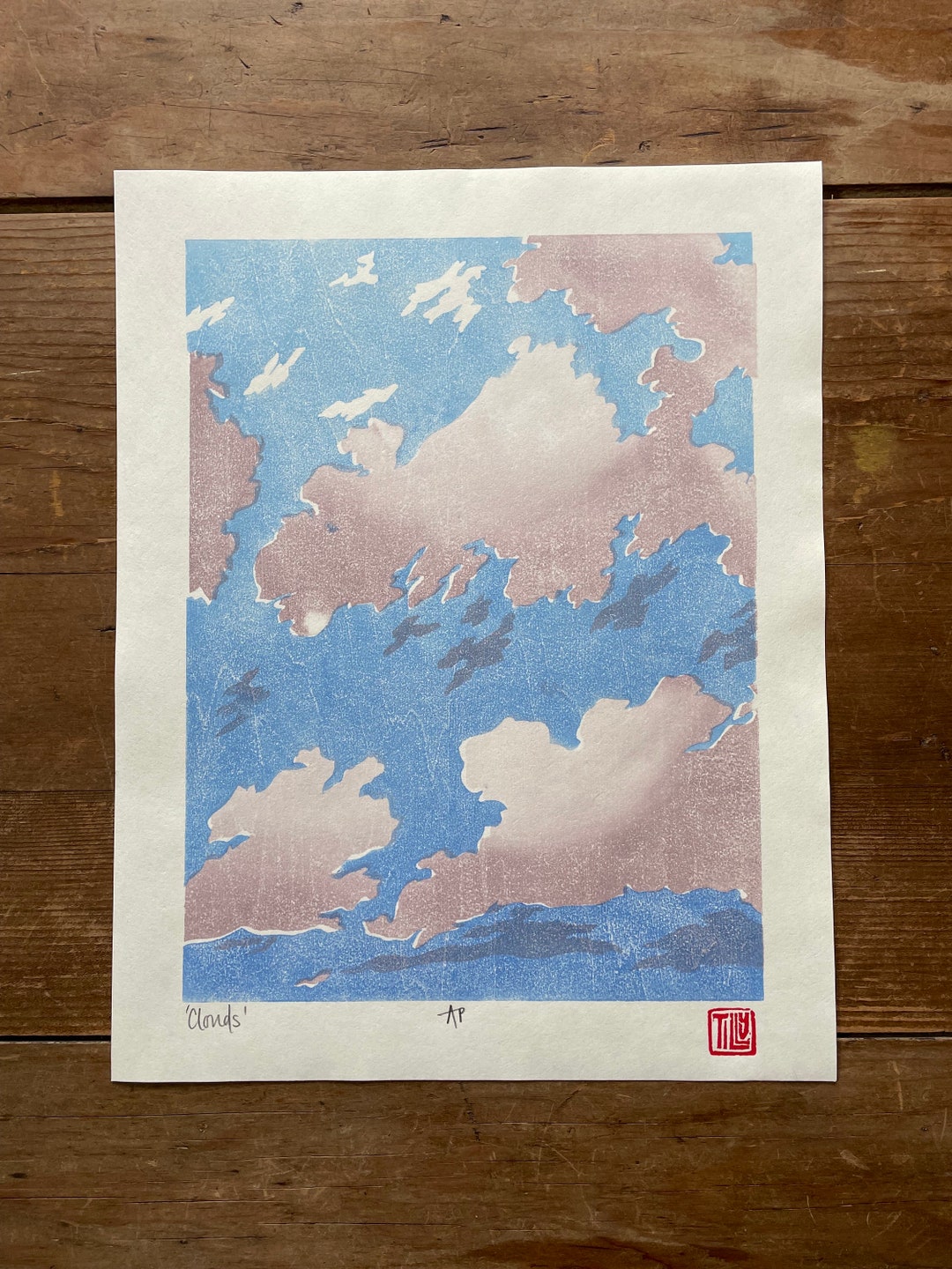 Clouds Japanese Woodblock Print Slight Second, Printmaking, Woodcut ...