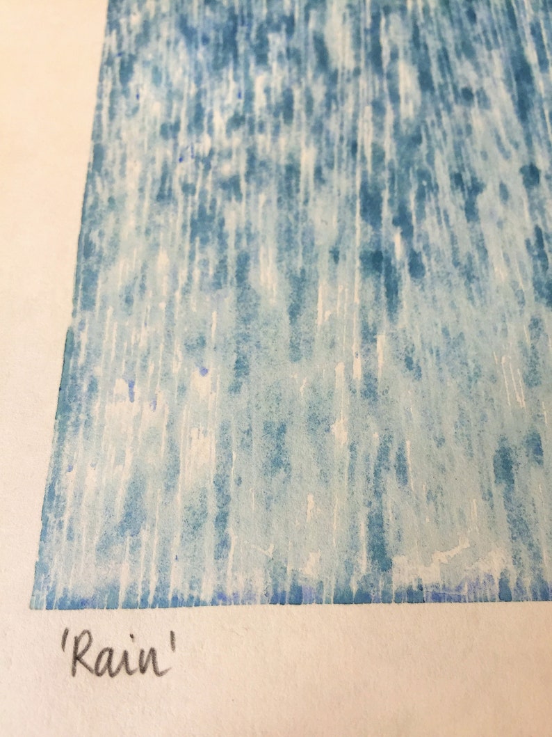 Japanese Woodblock print 'Rain' print artwork | Etsy