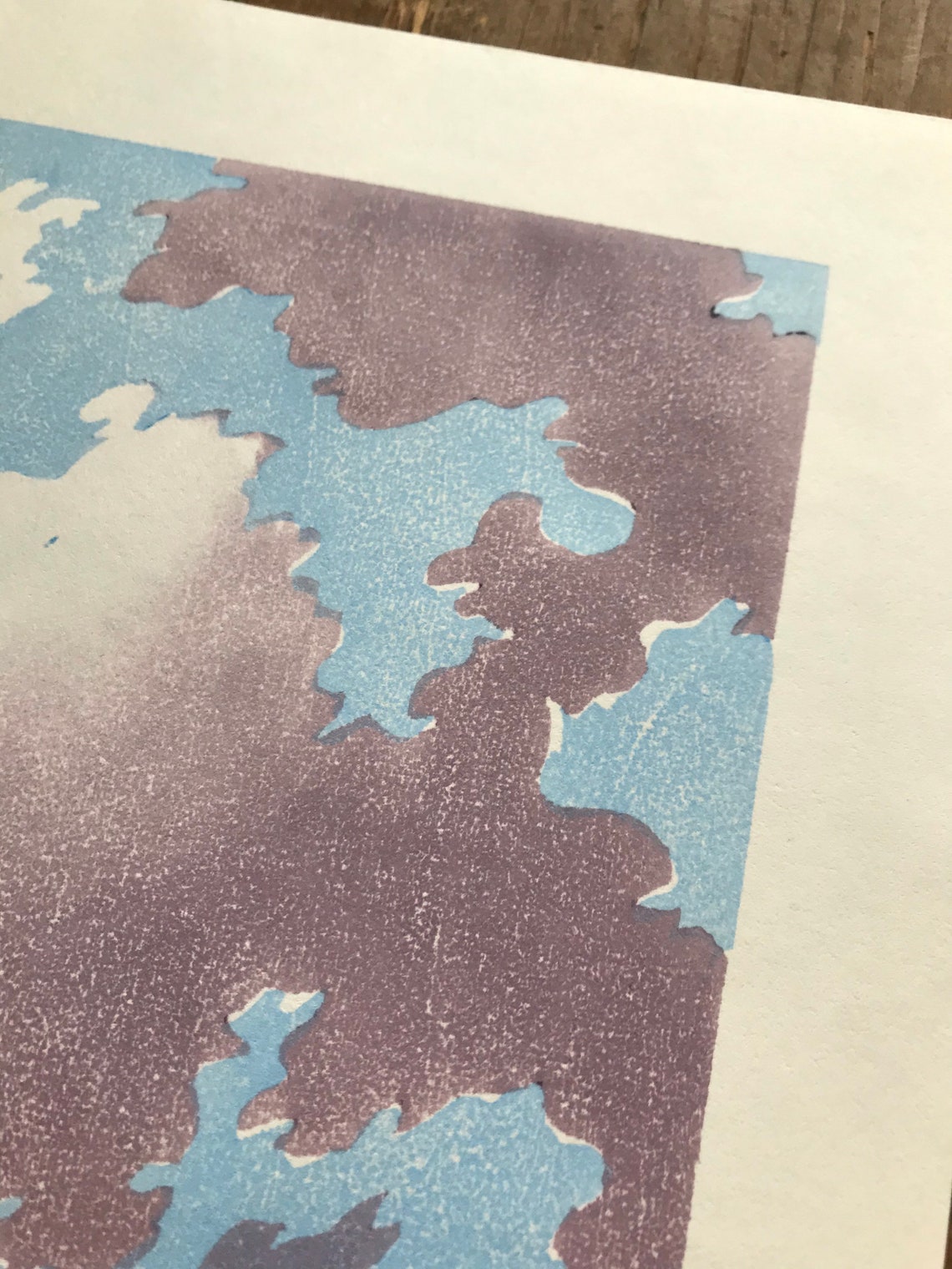 Clouds Japanese Woodblock Print Printmaking Woodcut Sky - Etsy