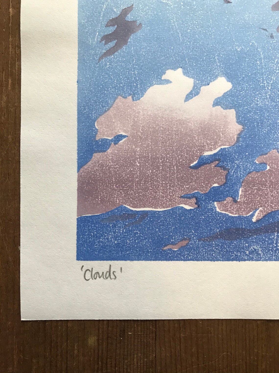 Clouds Japanese Woodblock Print Printmaking Woodcut Sky - Etsy