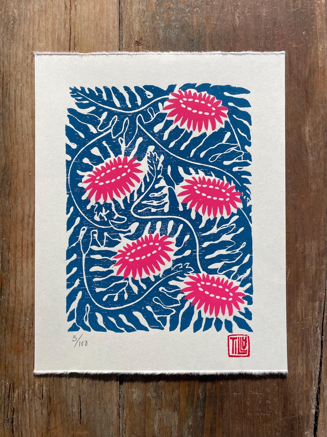 Fern and Dandelion Woodcut Print, Original Woodblock Print, Printmaking ...