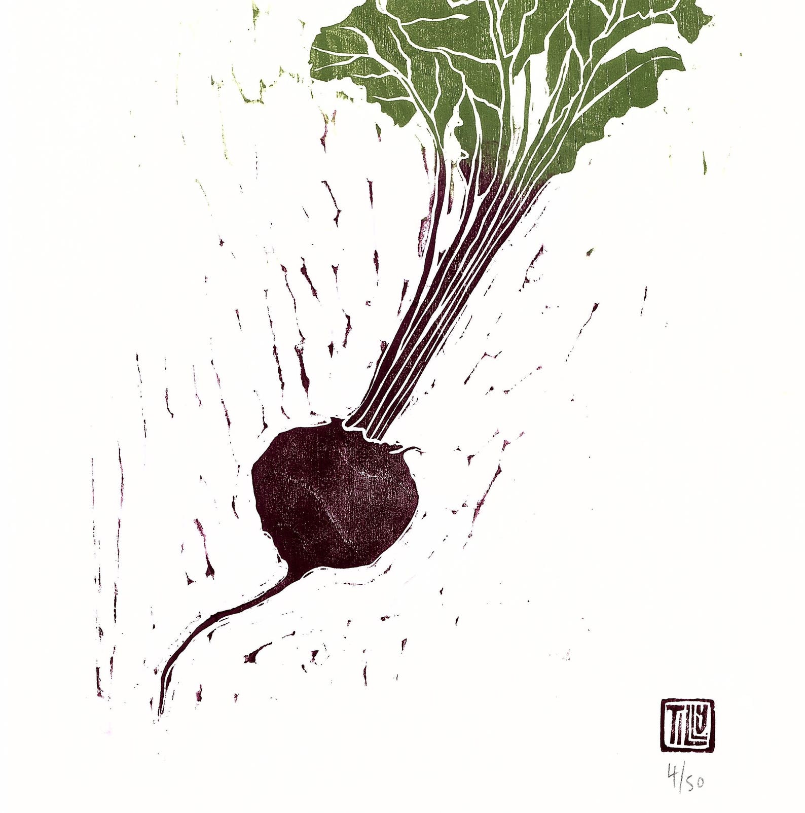 Beetroot Woodblock Print Woodcut Japanese Hand Pulled | Etsy