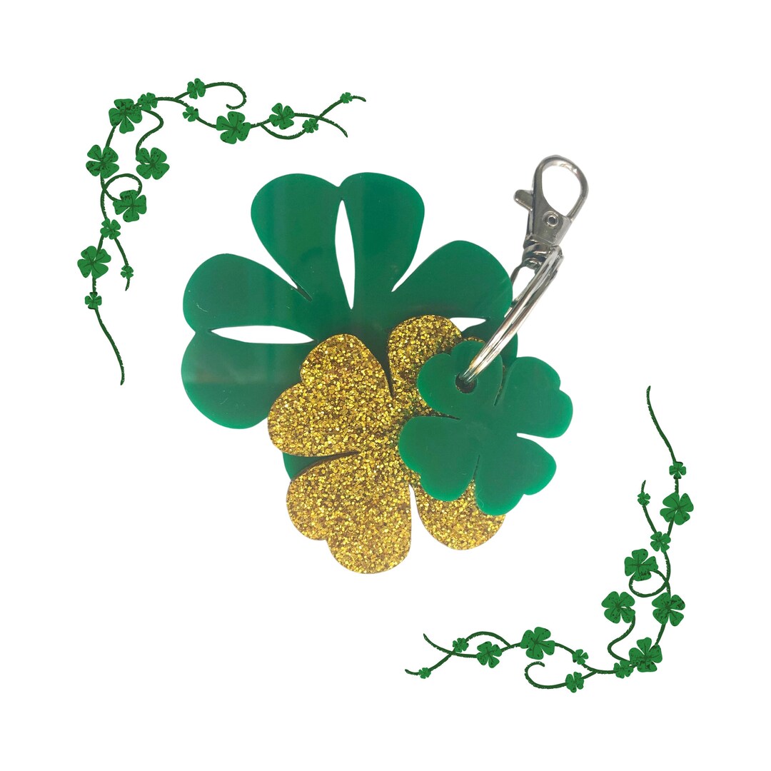 Acrylic Keychain St. Patrick's Day Shamrock Four-leaf Clover, Lucky ...