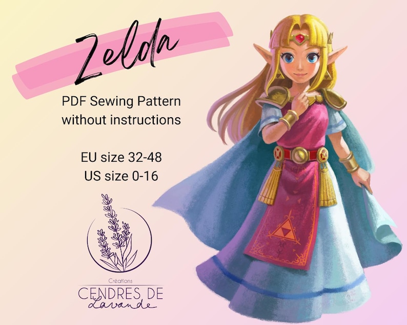 Sewing Pattern EN Princess Zelda A Link Between Worlds Cosplay Costume ...