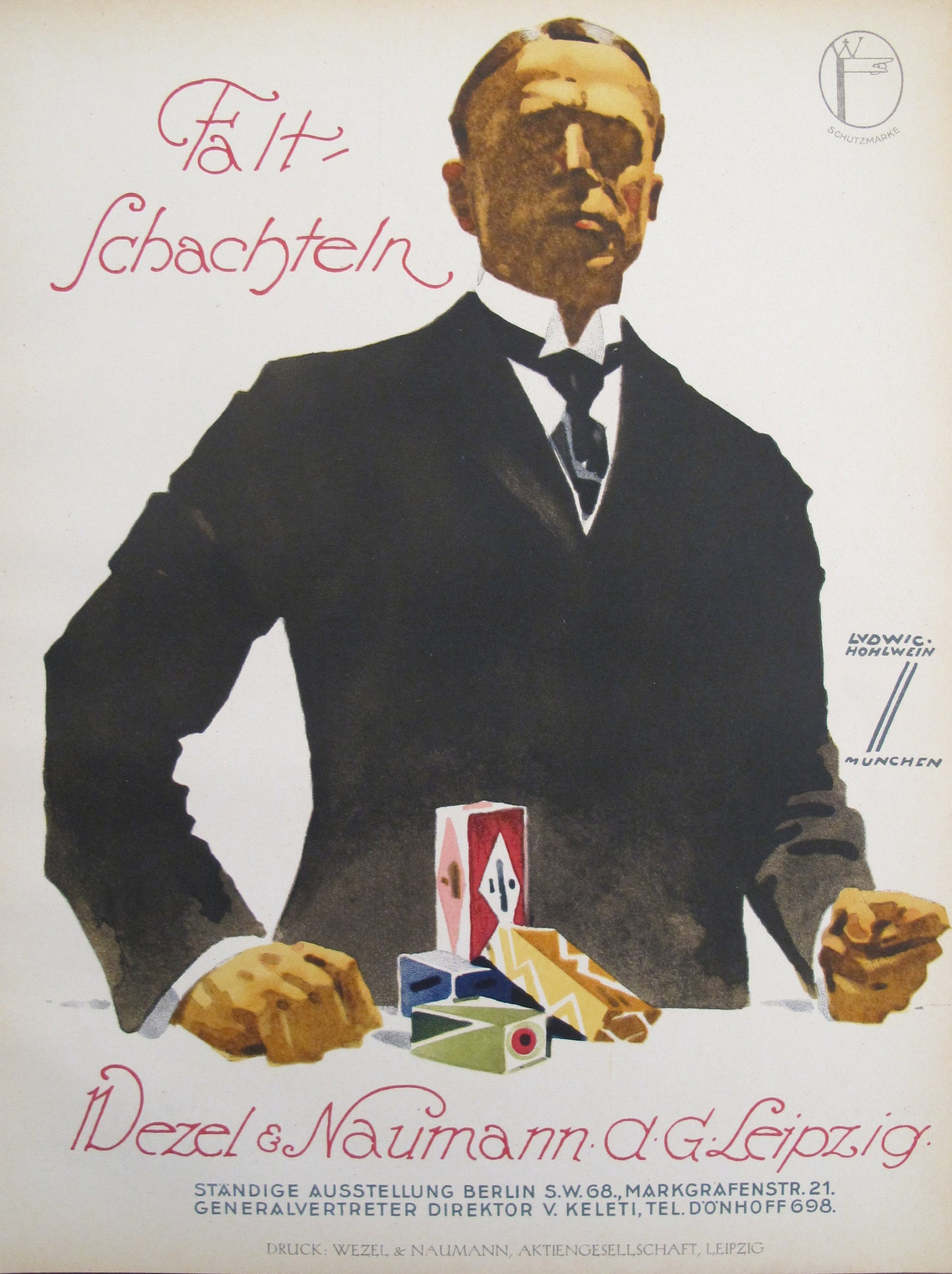 1926 Original German Art Deco Poster, Falt-schachteln (print ...