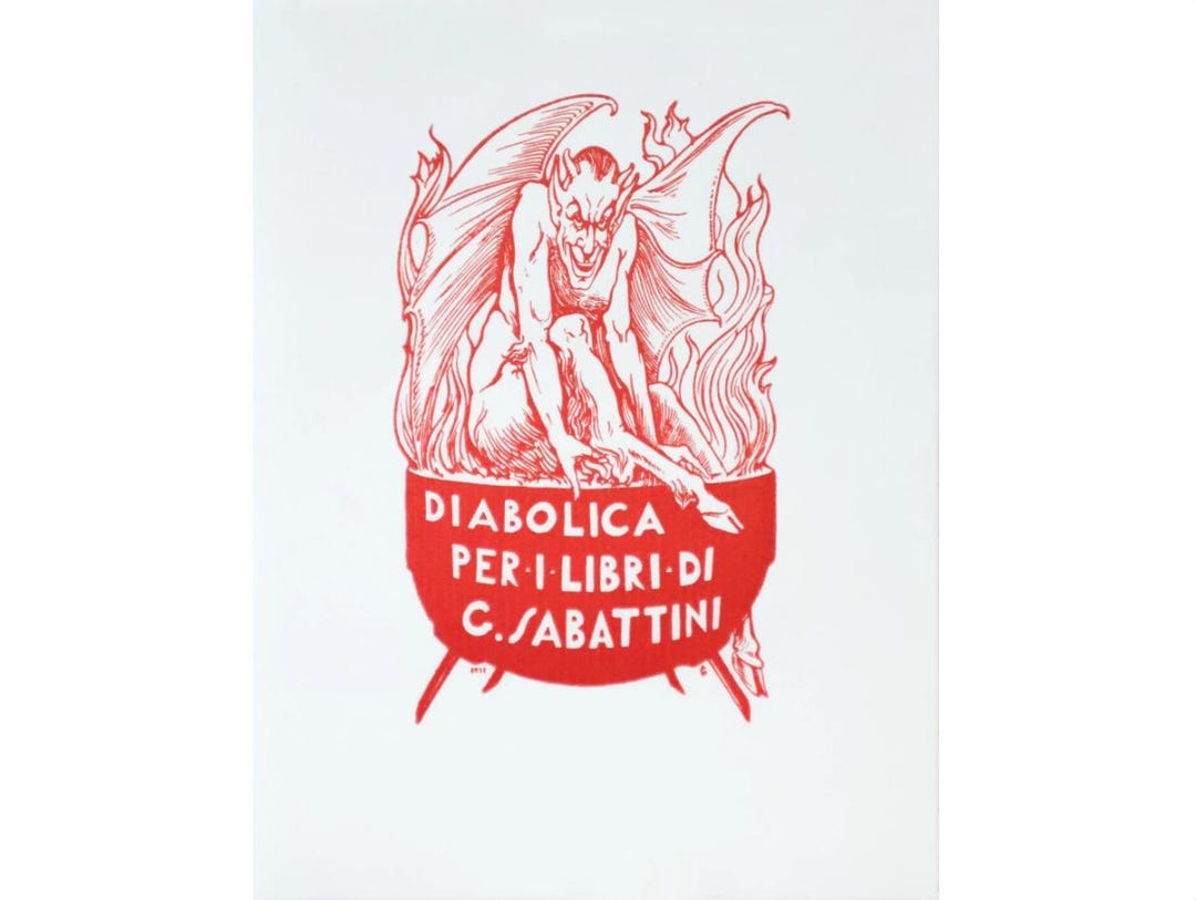 1938 Italian Engraving Bookplate (ex Libris), Diabolica - Etsy