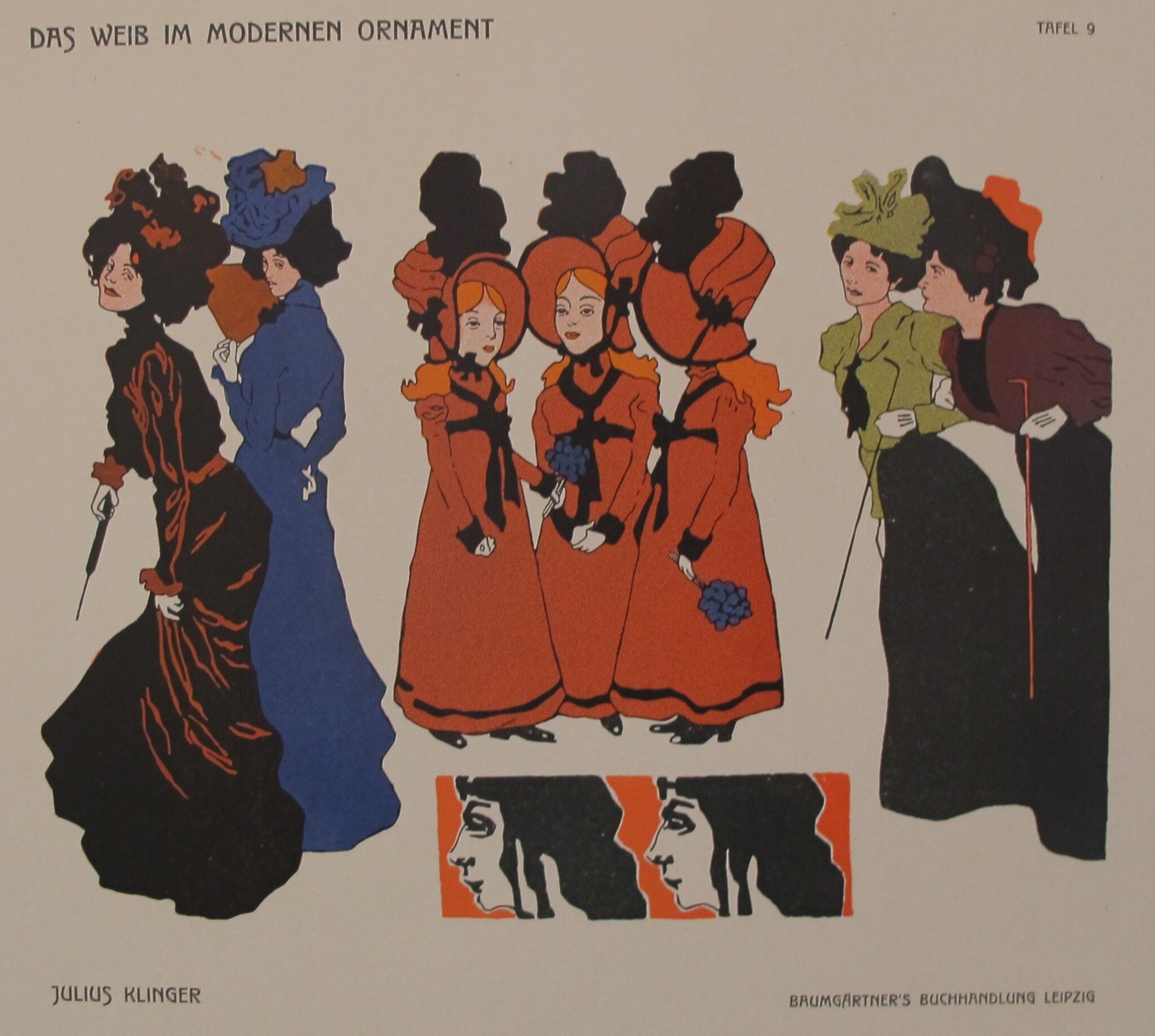 1902 Original German Poster, Das Weib Im Modernen Ornament, Plate 9 ...