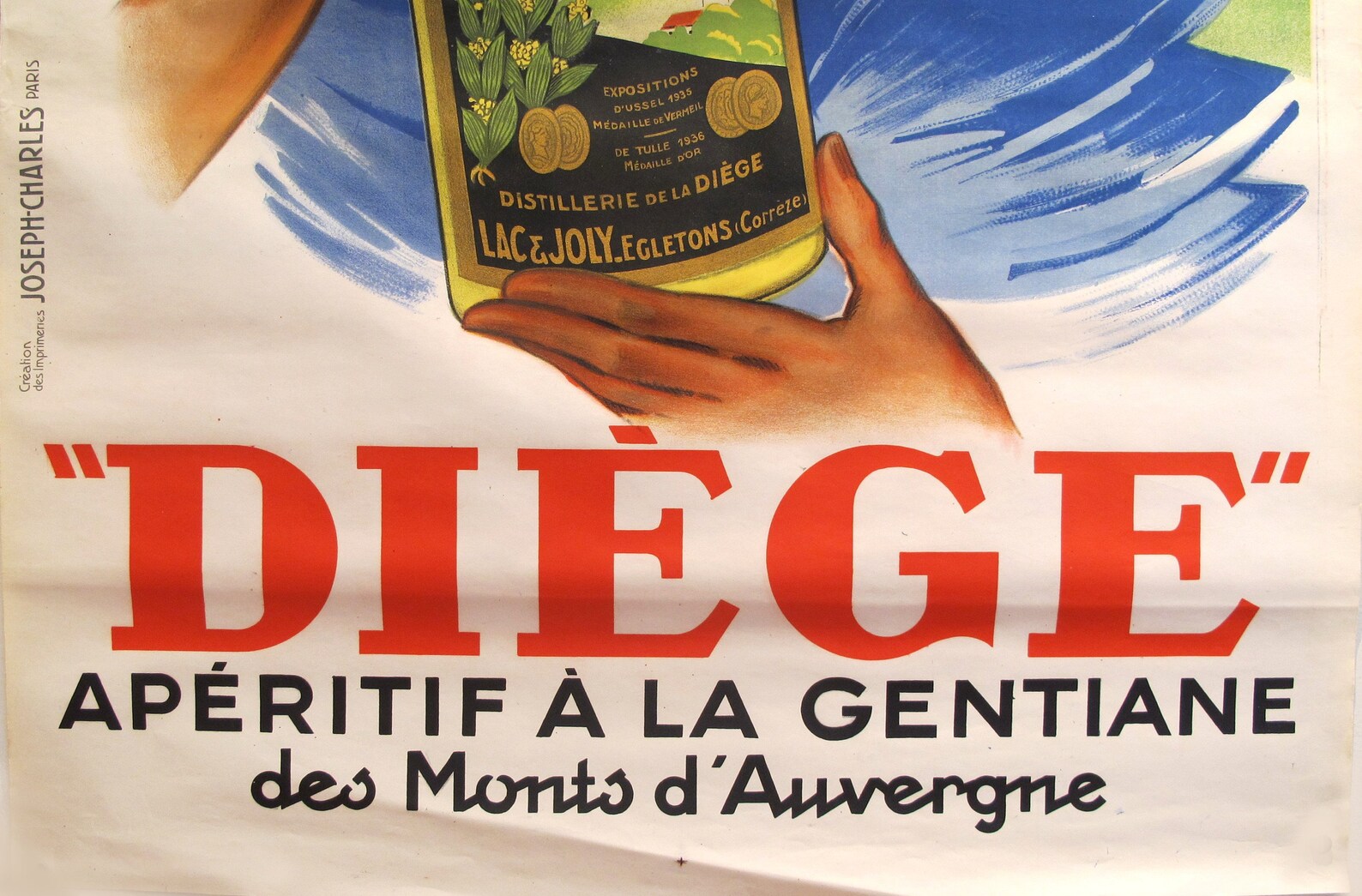 1936 French Art Deco Poster Diege Aperitif a La Gentiane unlined - Etsy