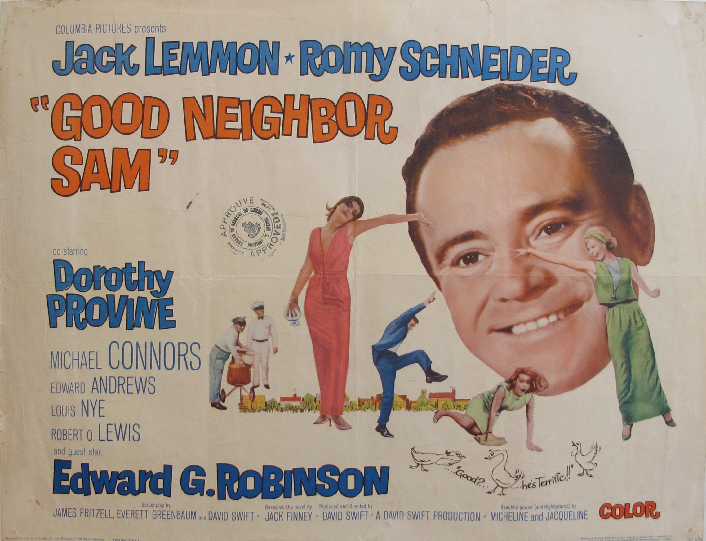 1964 Original American Movie Poster good Neighbor Sam With Jack Lemmon ...