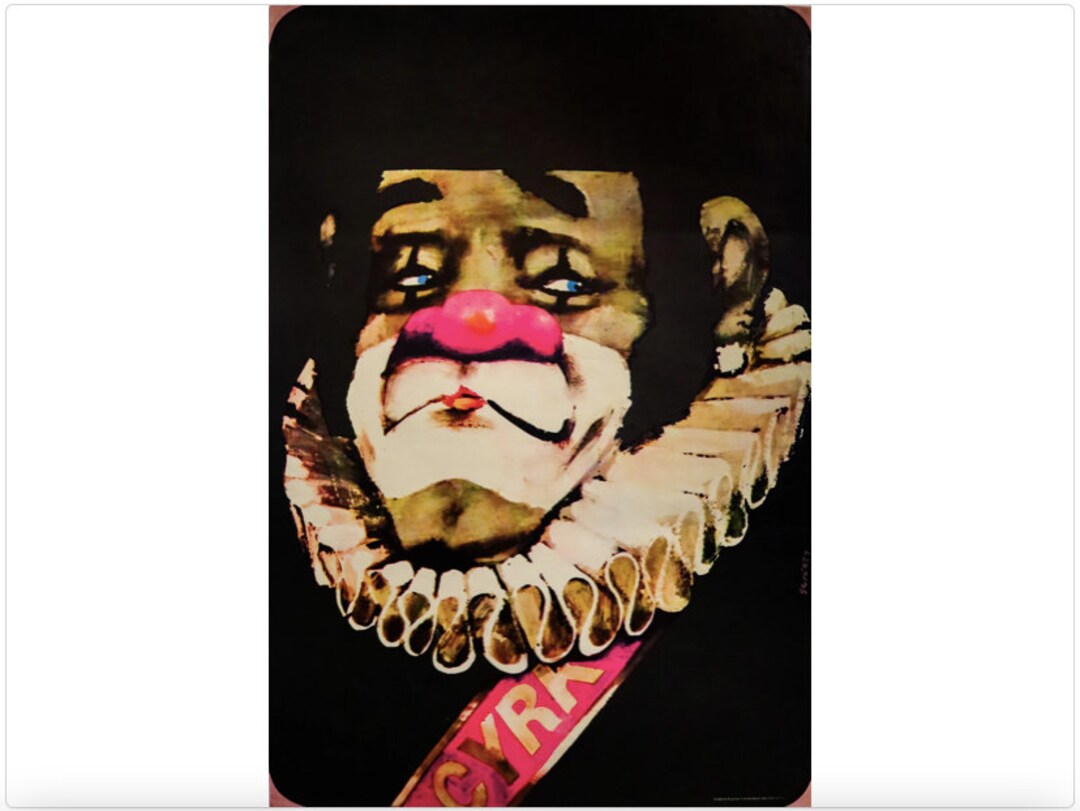 1980 Original Vintage Polish Cyrk (circus) Poster, Clown (chimp ...