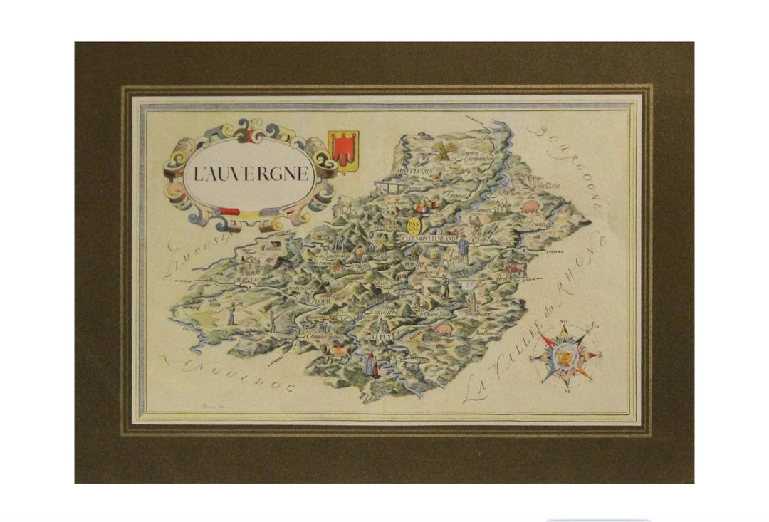 1960's French Vintage Mini Map, L'auvergne - Etsy