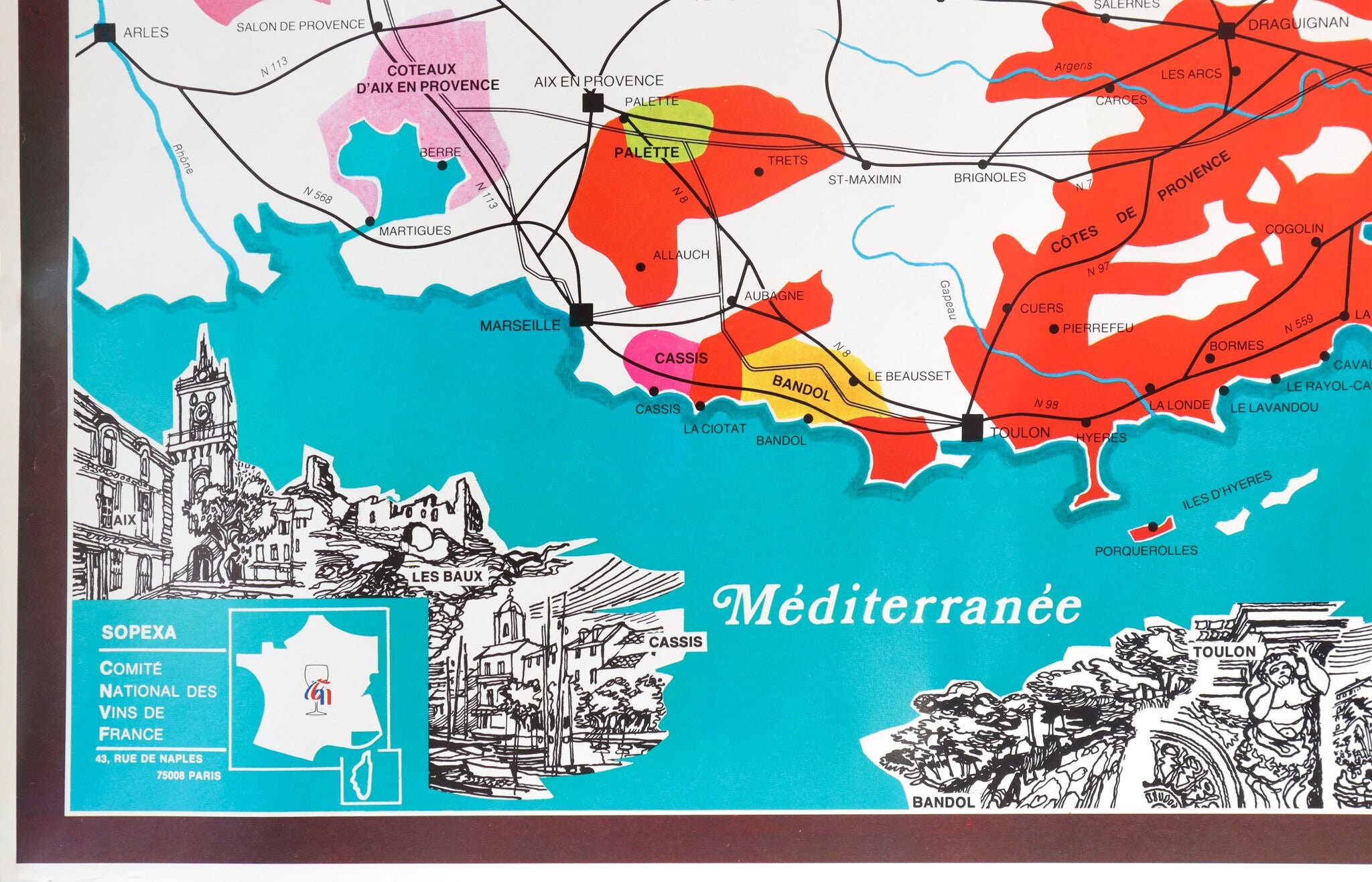 1960s Original French Alcohol Poster, Vignobles de France - SOPEXA ...