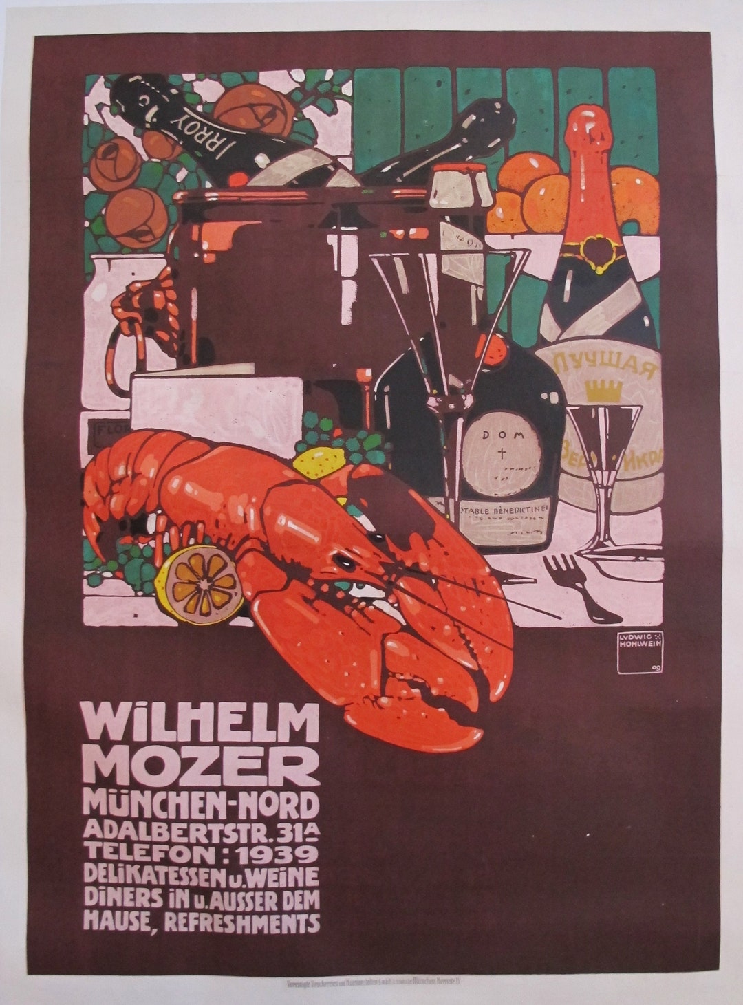 1909 Vintage German Poster - Jugendstil Still Life Poster, Wilhelm ...