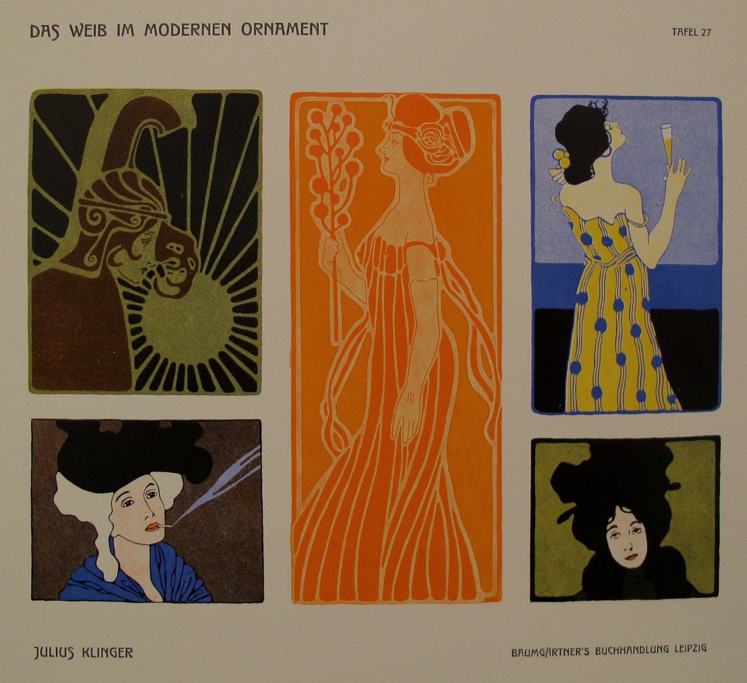 1902 Original German Poster, Das Weib Im Modernen Ornament, Plate 27 ...