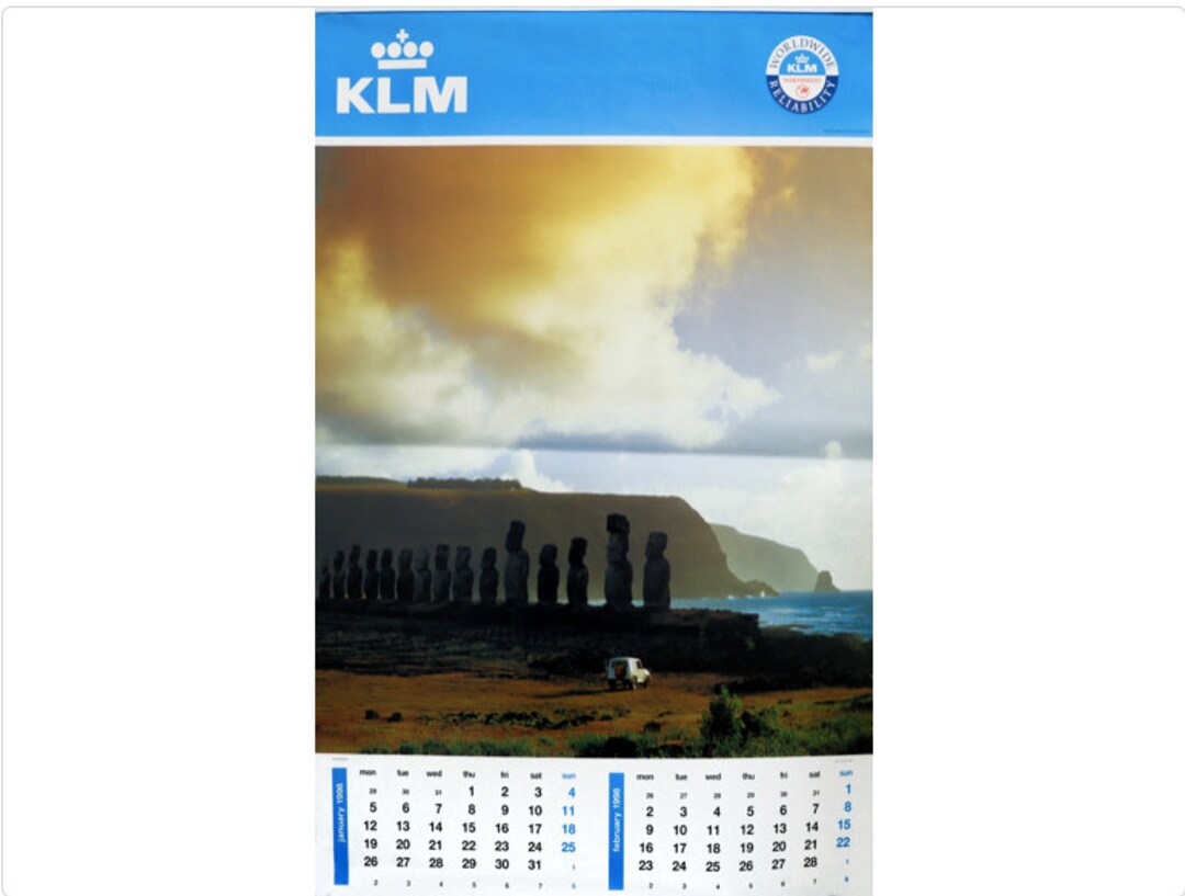 1998 Dutch Travel Calendar, KLM Worldwide (complete) - Etsy