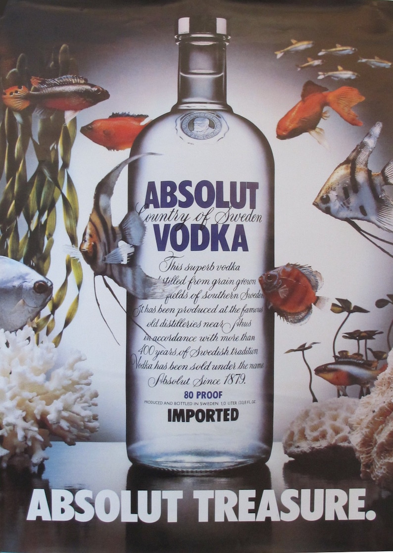 1985 Absolut Vodka Advertisement, Absolut Treasure - Etsy