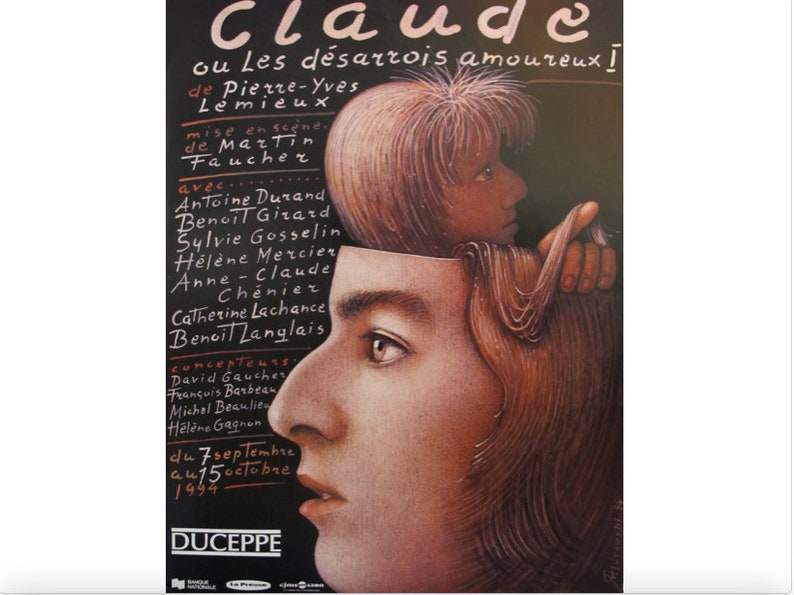 1994 Original Vintage Theatre Poster - Claude at Théâtre Jean-duceppe ...