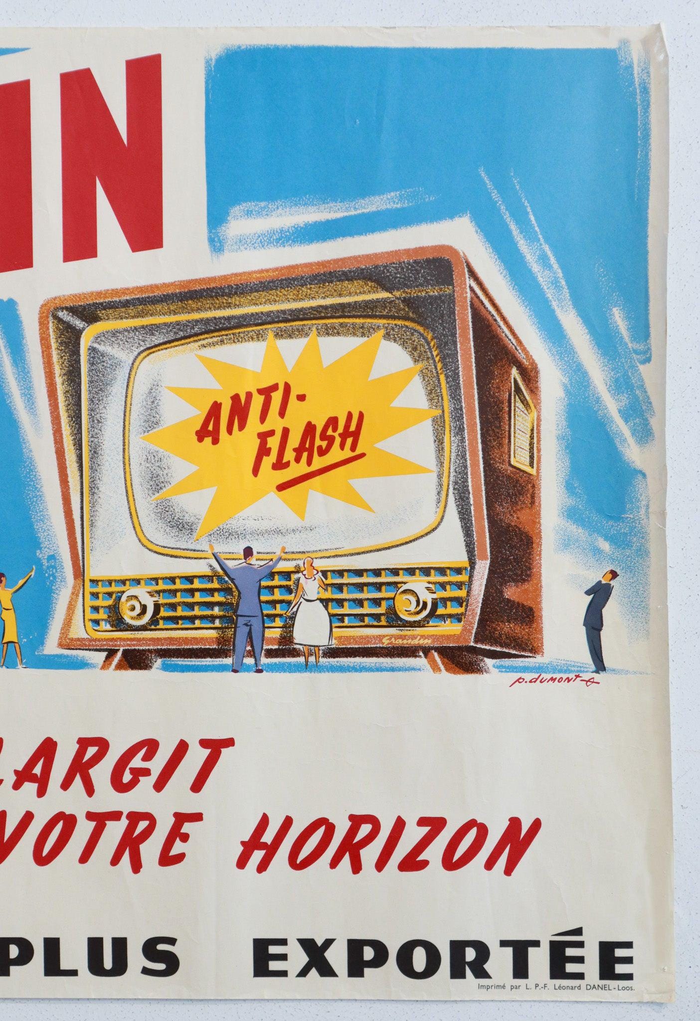 1950's French Advertisement Poster Grandin Radio Television P. Dumont ...