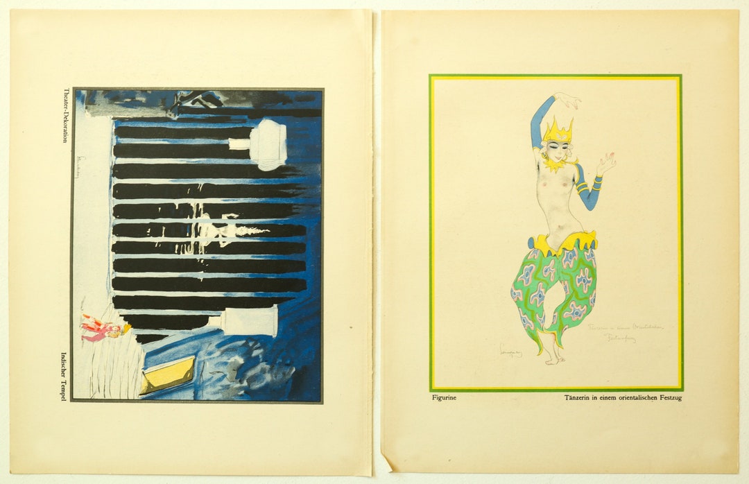 1922 Original German Art Deco Poster, Tangerine, Indischer Tempel ...