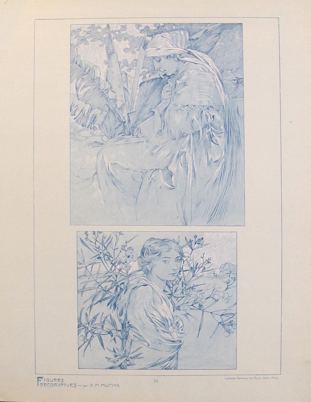 1902 Original Vintage French Art Nouveau Illustration - Figures ...